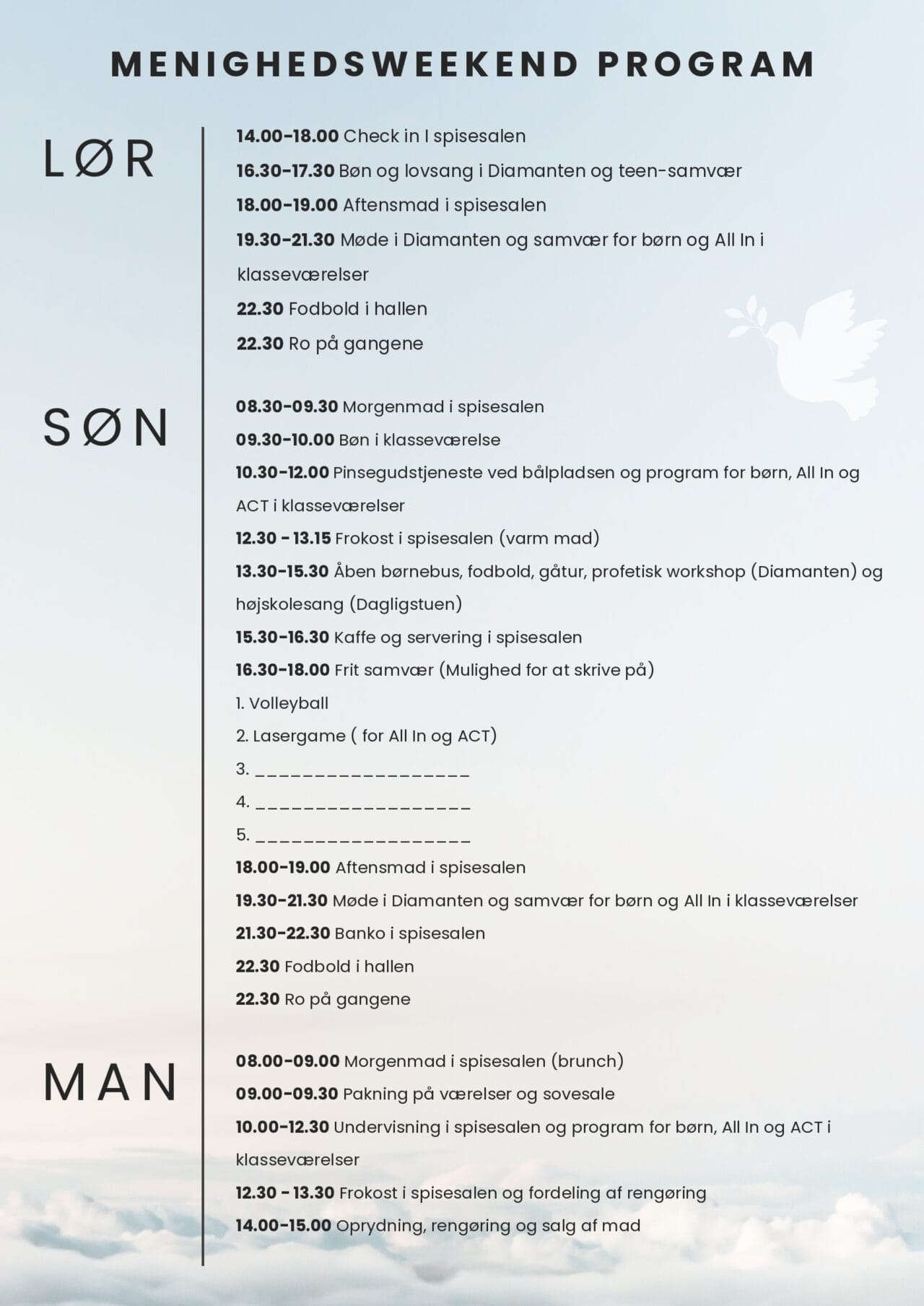 Menighedsweekend 2024 program - Roskilde Baptistkirke